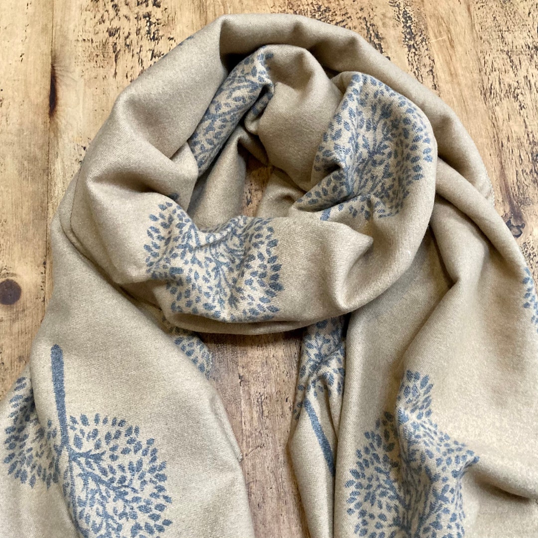 Soft, Cosy Reversible Winter Mulberry Tree Scarf - Camel & Grey - Etsy