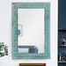 Distressed Blue Vintage Hand Carved Solid Wood Wall Mirror Farmhouse ...