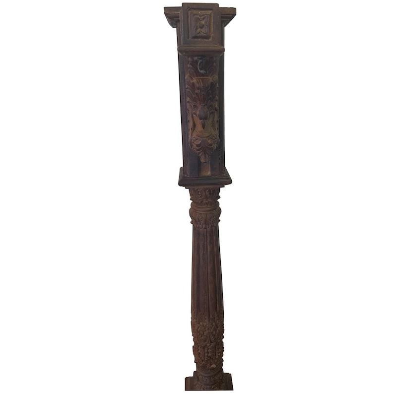 Antique Hand Carved 56" Tall Freestanding Column With Hook | Unique ...