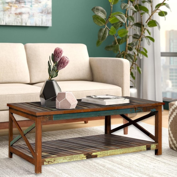 Vintage solid wood coffee table store