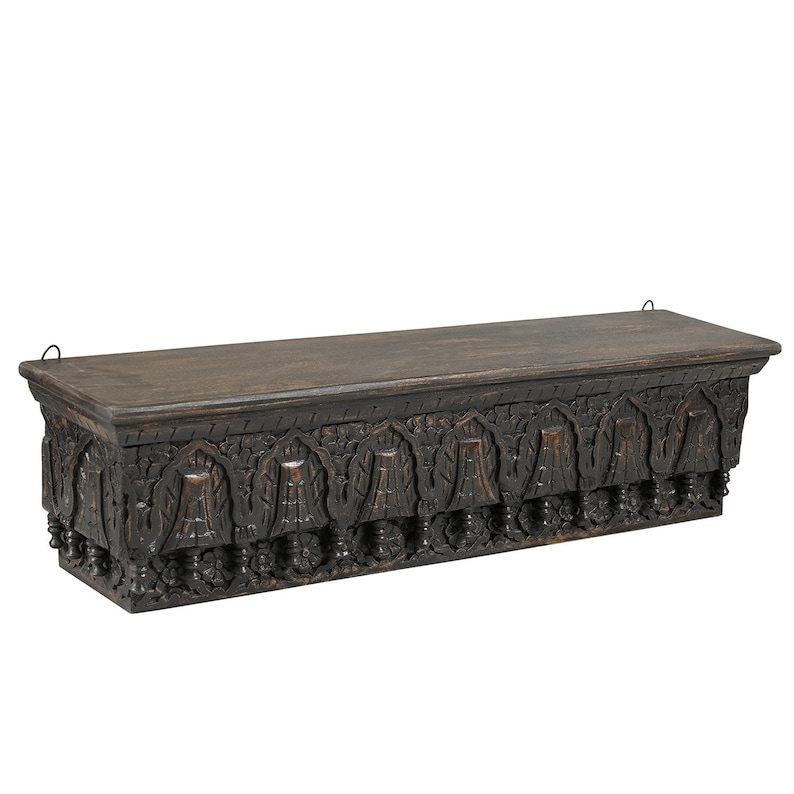 Hand Carved Mango Wood Fireplace Mantel Shelf | Rustic Farmhouse ...