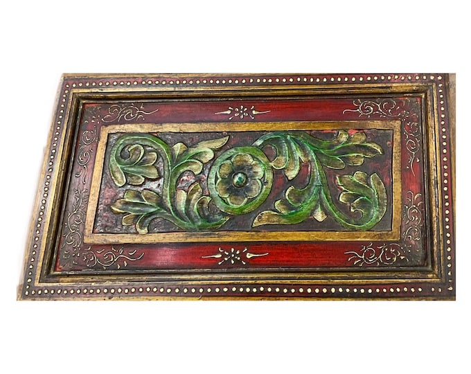 Spanish Style Floral Carved Solid Wood Wall Panel | Wall Decor Wooden ...