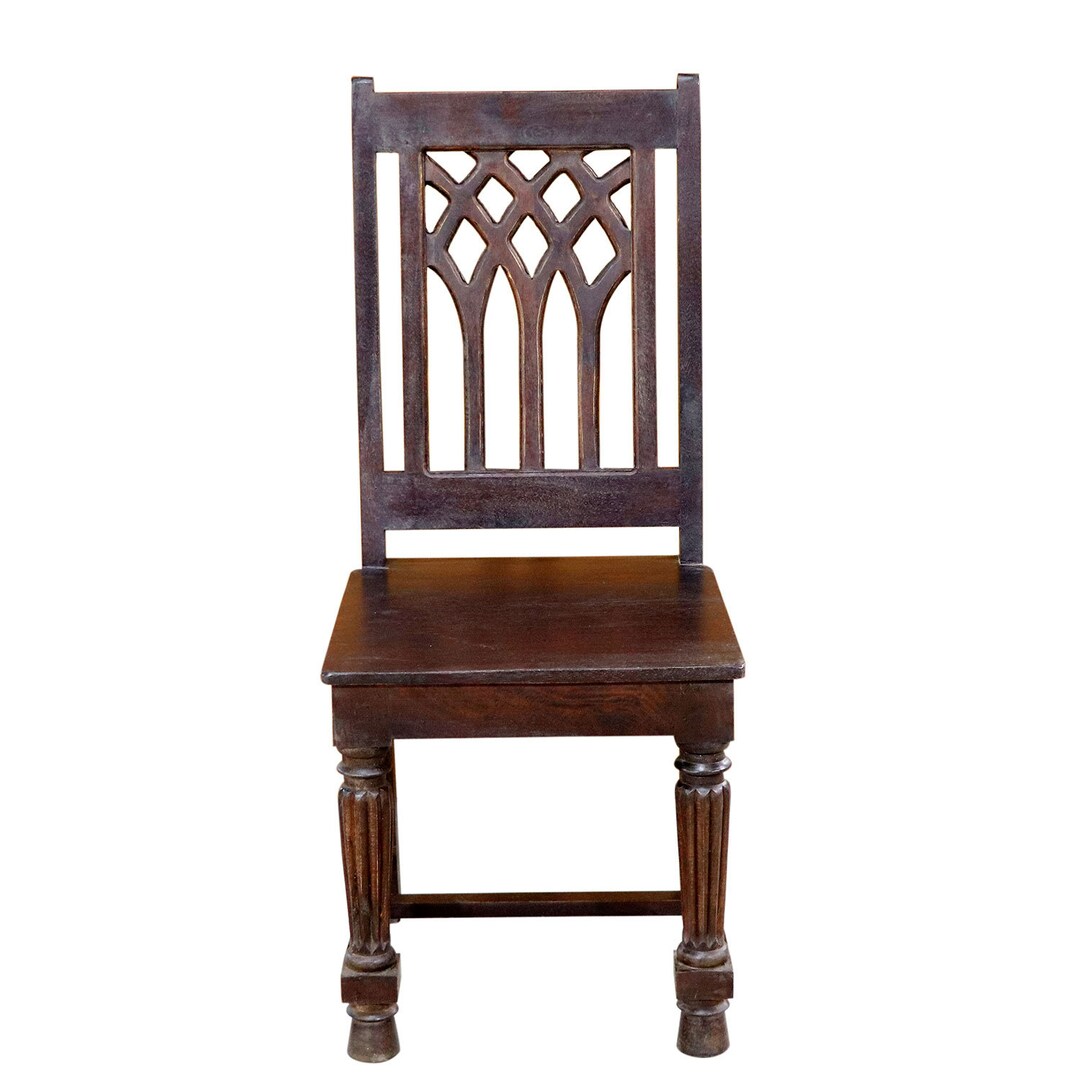 Cathedral Solid Mango Wood Dining Chair | Rustic Wood Dining Chair With ...