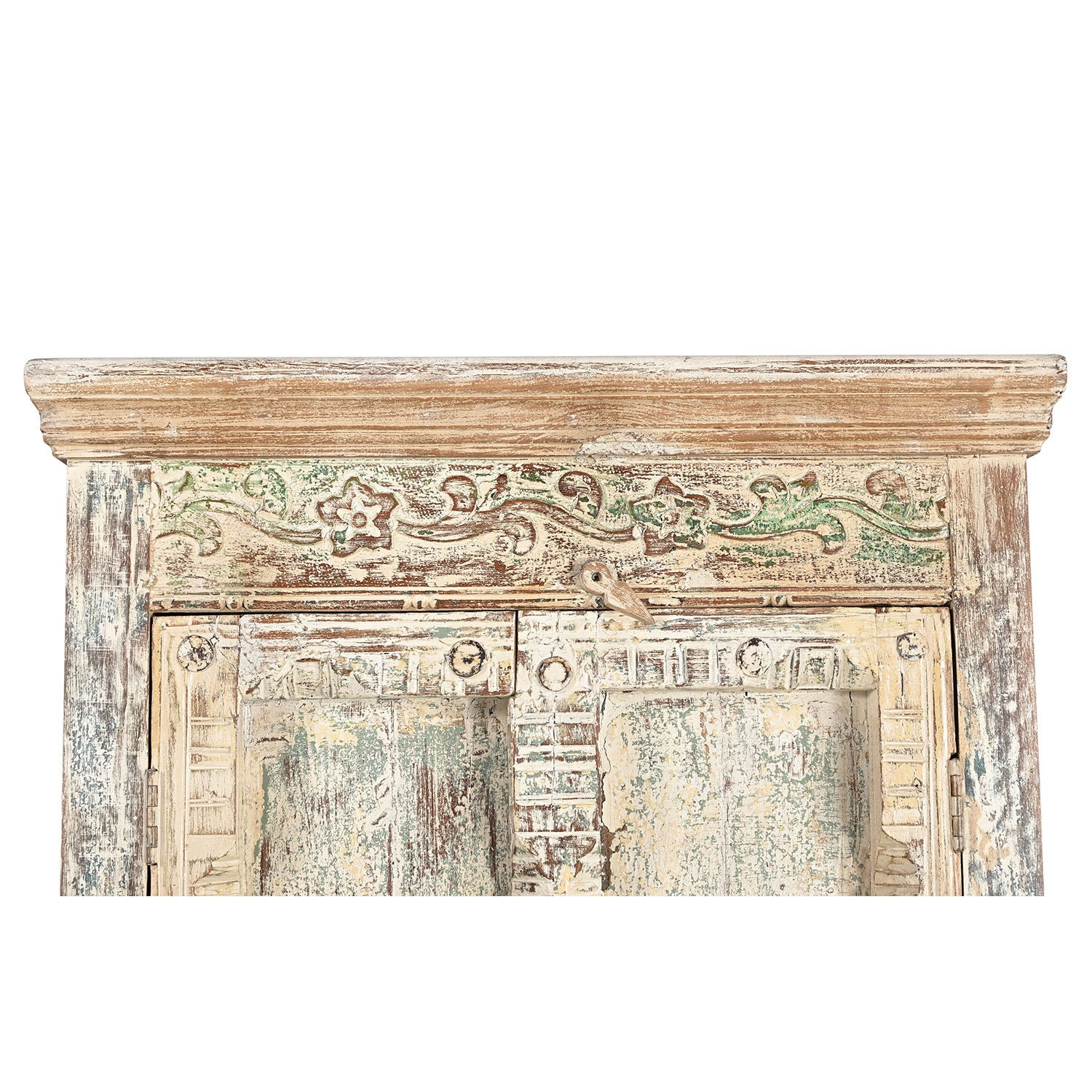 82" Tall Distressed White Antique Door Upcycled Solid Wood Armoire ...