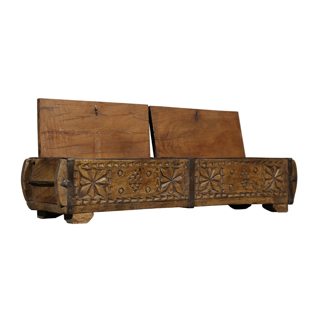 Hand Carved 23" Long Wooden Double Section Box | Unique Two Lid Jewerly ...