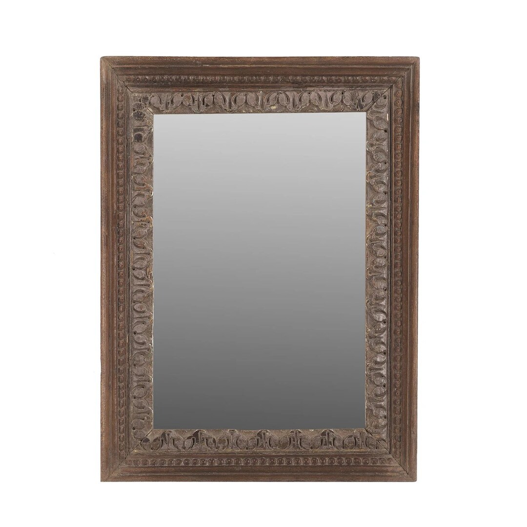 Farmhouse Style Vintage Solid Wood Carved Vanity Mirror Rustic ...