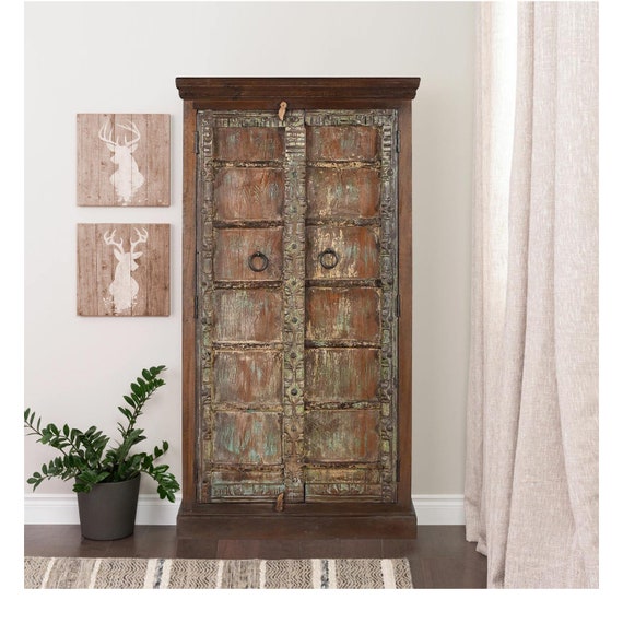Buy Antique Carved Door Repurposed 65 Tall Rustic Armoire Solid Wood Wardrobe Unique Bedroom Closet Distressed Wood Vintage Cupboard Online in India Etsy