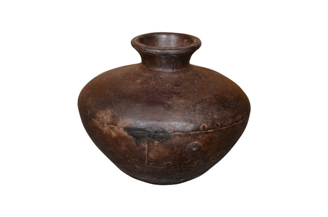 Antique Metal Indian Matka Pot Farmhouse Ranch Decor Iron Metal Rustic ...