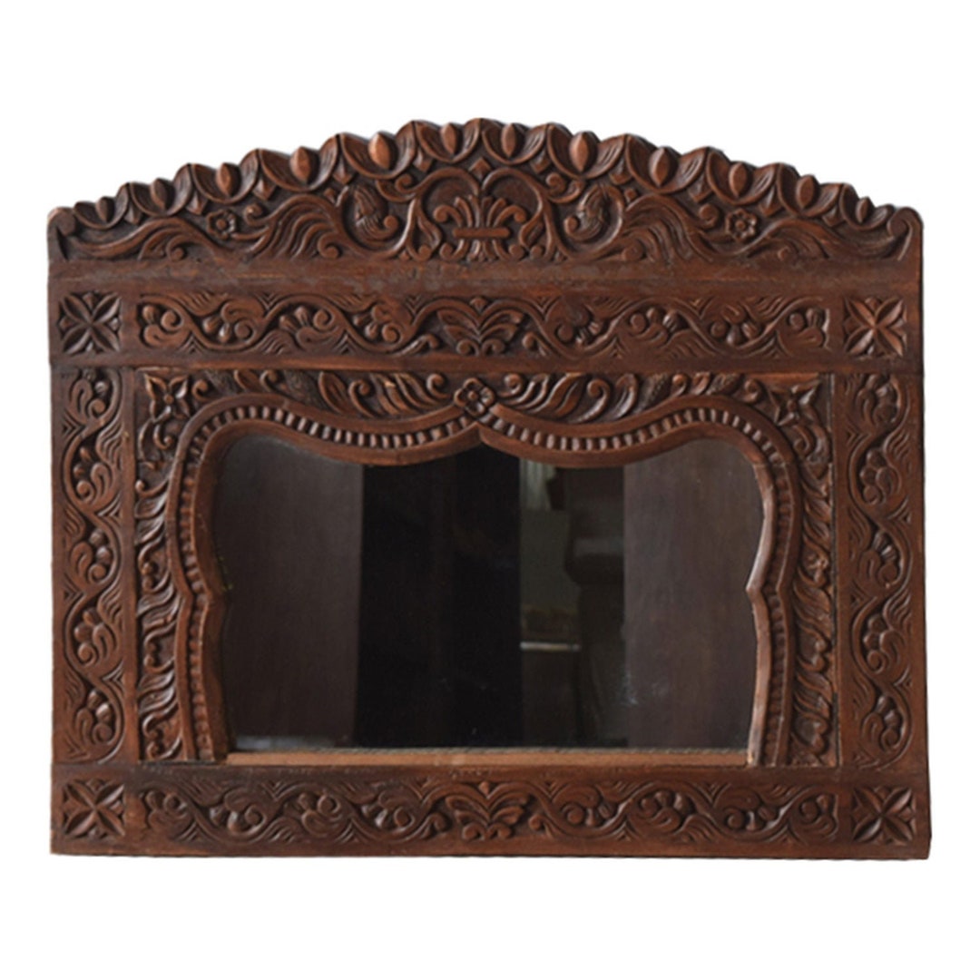Solid Teak Wood Decorative Wall Mirror | Entryway Living Wall Panel ...
