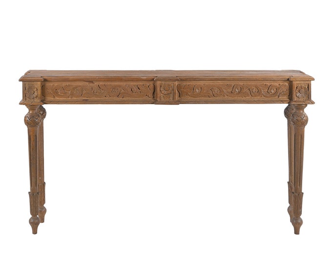 Victorian Style Hand Carved 12" Deep Solid Wood Console| Handmade Hand Carved Sofa Table ...