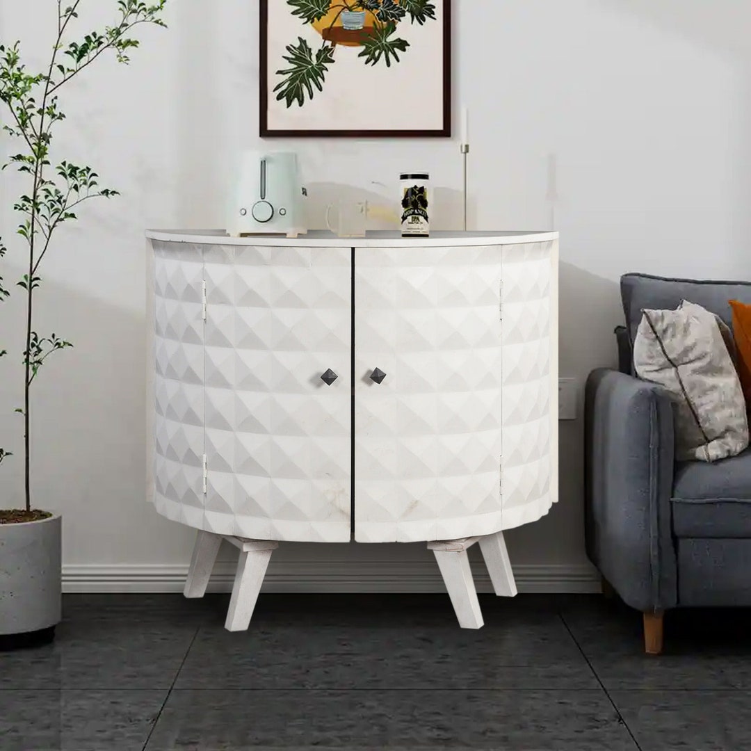 31 Inch Tall Half Round White Storage Cabinet Distressed - Etsy