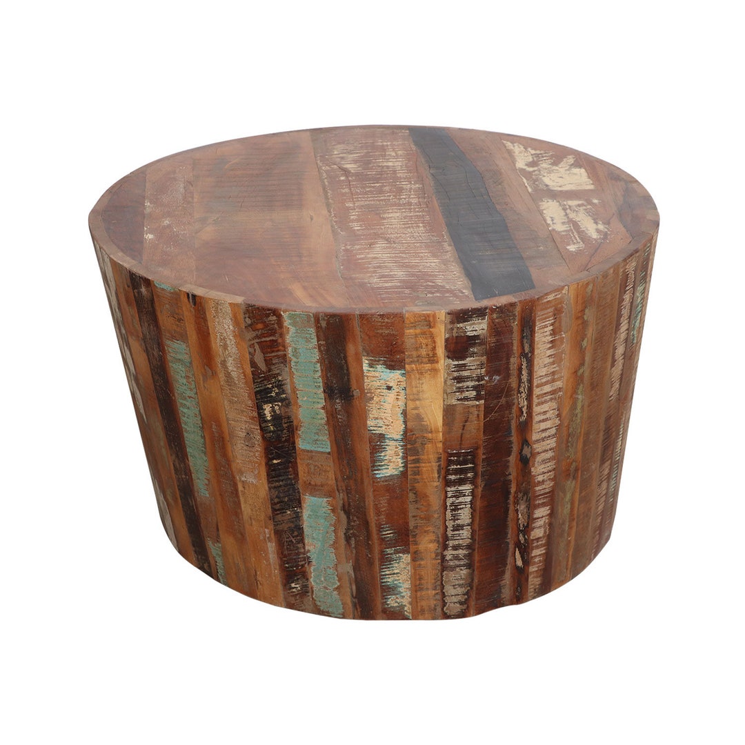 36" Round Reclaimed Wood Cocktail Table | Farmhouse Style Coffee Table ...