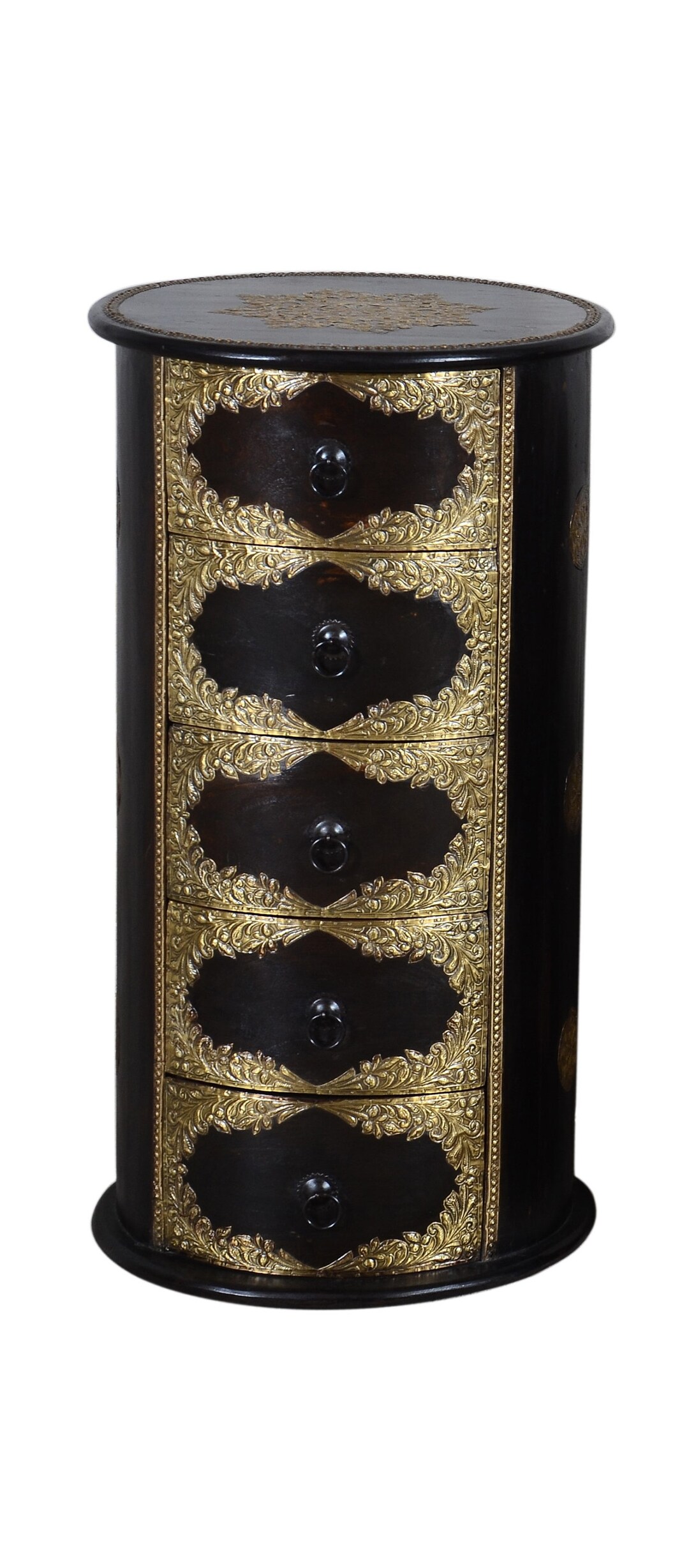 Handmade Hand Carved Round Chest End Table 5 Drawers Solid - Etsy