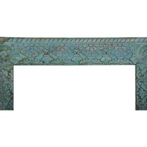 Distressed Blue Vintage Hand Carved Solid Wood Wall Mirror Farmhouse ...