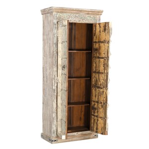 82" Tall Distressed White Antique Door Upcycled Solid Wood Armoire ...