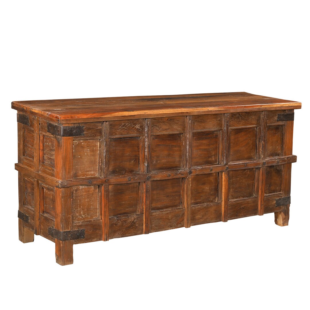 Antique Teak Wood 62 Long Hope Chest Console With Storage 29 Tall ...