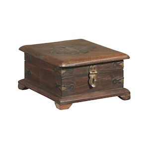 Vintage Square Wooden Keepsake Box | 7" X 7" Old Original Jewerly Case ...
