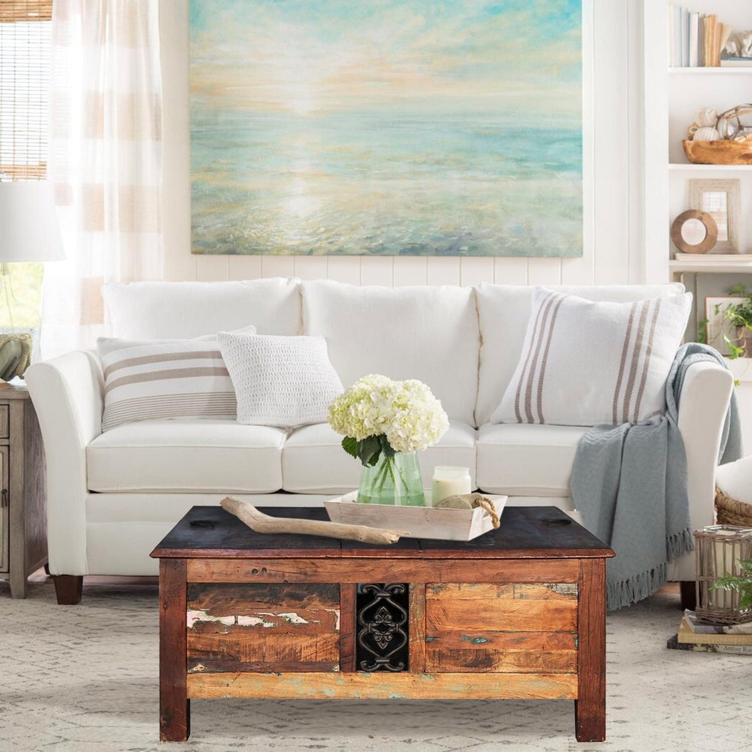 Reclaimed Wood Chest Coffee Table | Handmade 40” X 40” Square Box ...