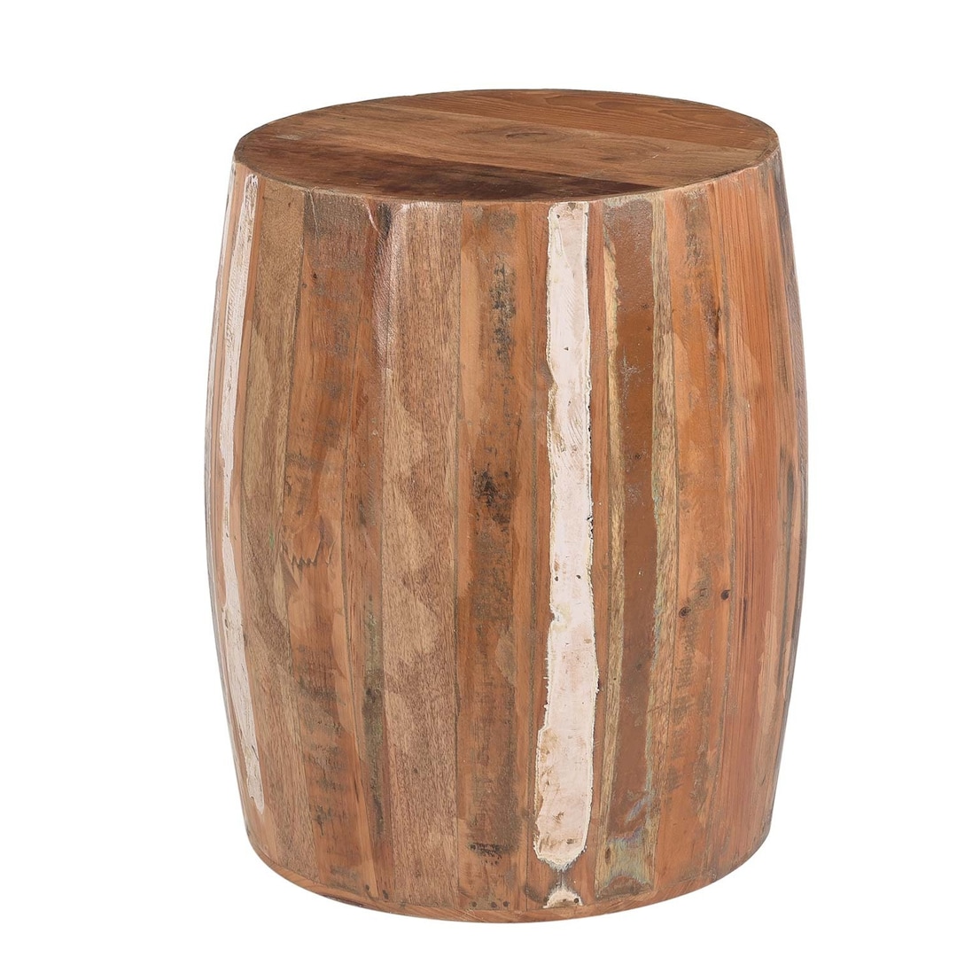 Reclaimed Wood Farmhouse Round Side Table | Distressed Colored Solid ...