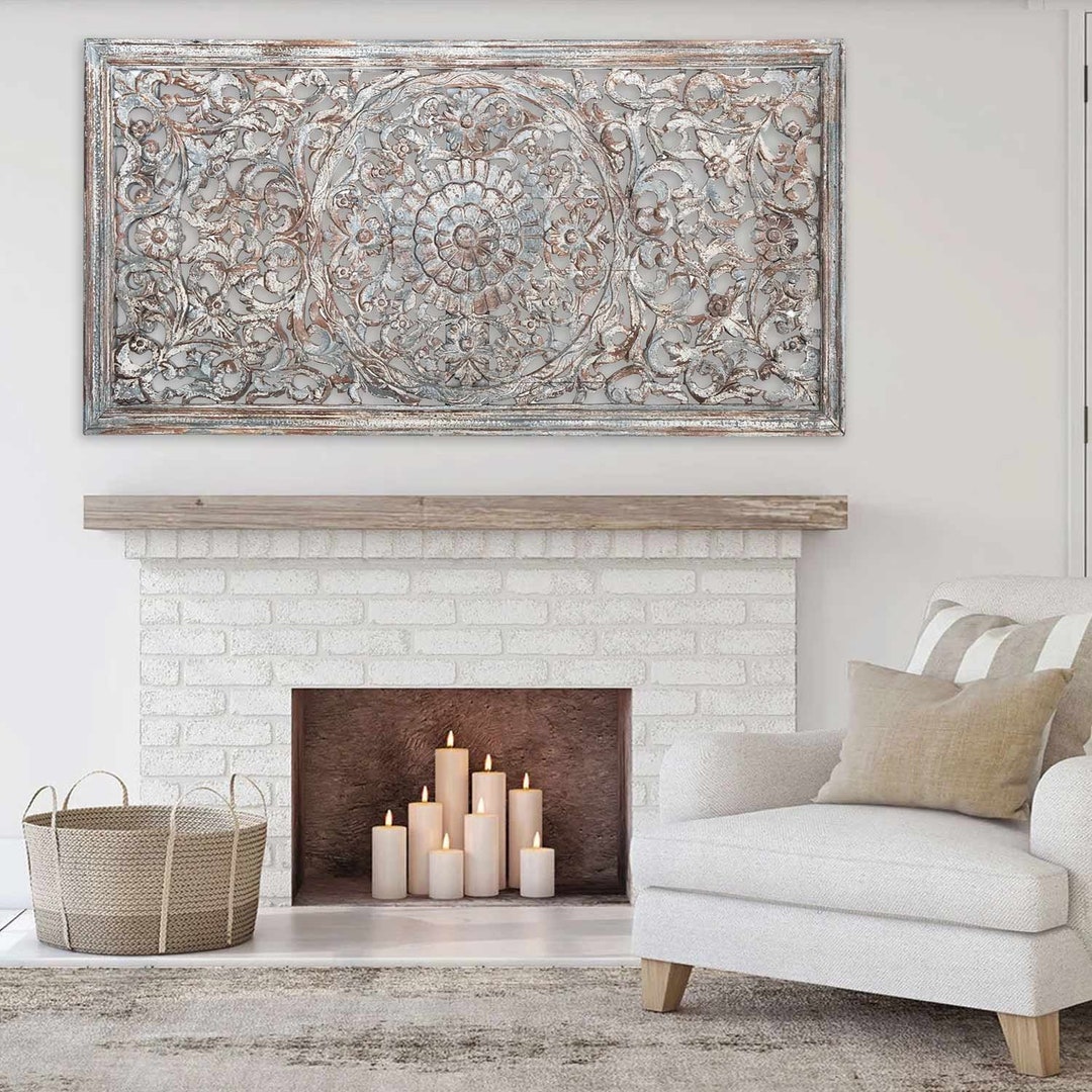 Hand Carved Solid Wood Lattice Moorish Wall Panel See Through Fret Work ...