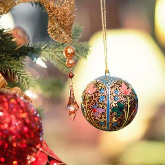 Unique Christmas Ornaments Handmade Hand Painted Tree Ornaments Paper Mache Hanging Christmas Decor Holiday Gifts Presents Etsy