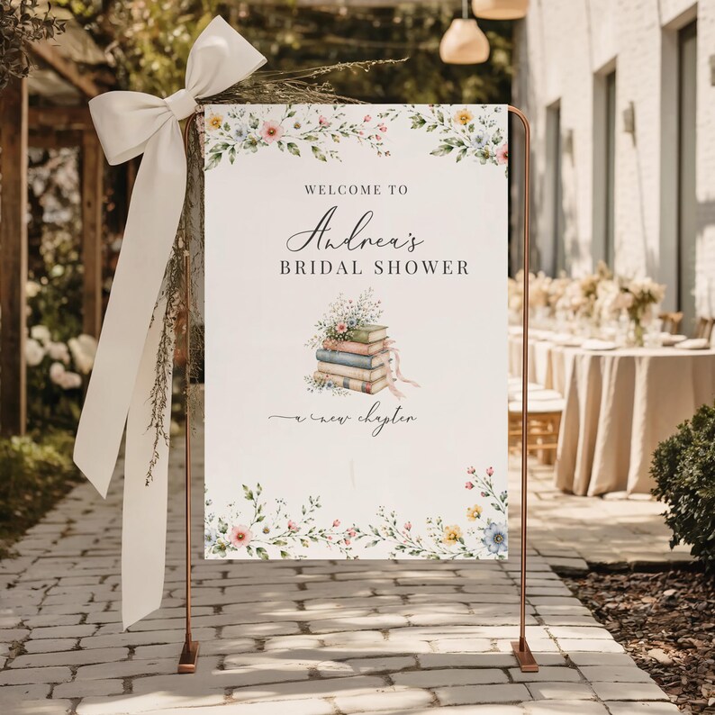 Bridal Shower Bundle, Floral Book Theme Decor, Editable Templates ...