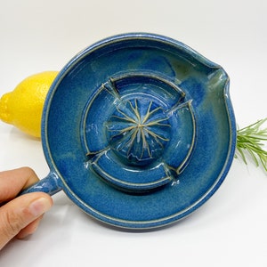 Blue Ceramic Lemon Squeezer With Handle, Manual Citrus Reamer With ...