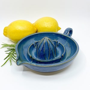 Blue Ceramic Lemon Squeezer With Handle, Manual Citrus Reamer With ...