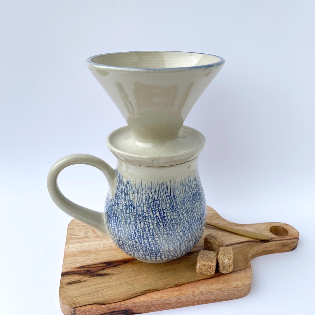 Stoneware Pour Over Coffee Set: Handmade Ceramic Dripper With Mug - Etsy