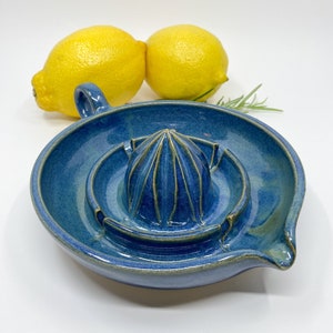 Blue Ceramic Lemon Squeezer With Handle, Manual Citrus Reamer With ...
