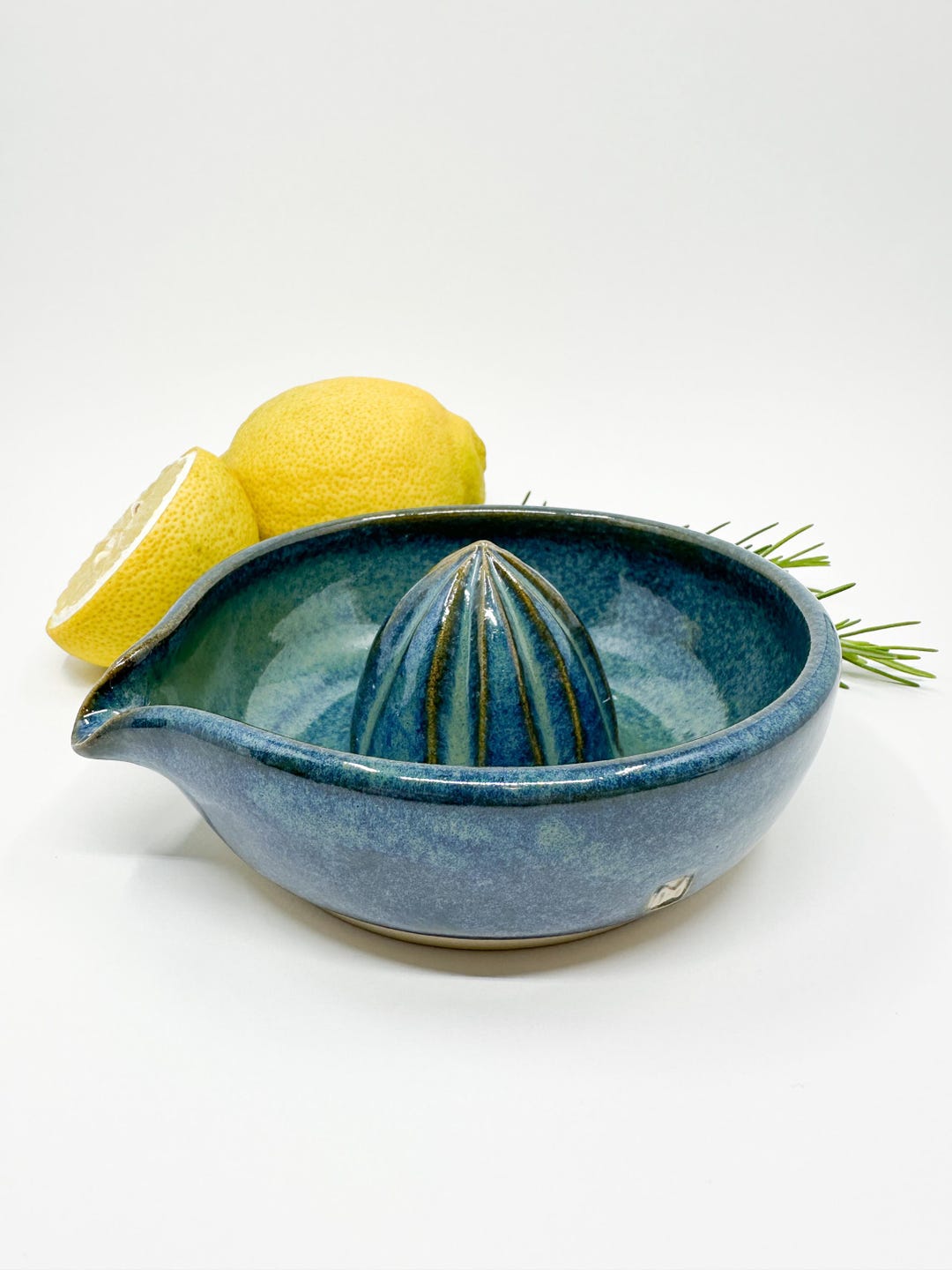 Handmade Blue Ceramic Lemon Squeezer: Modern Stoneware Citrus Reamer - Etsy