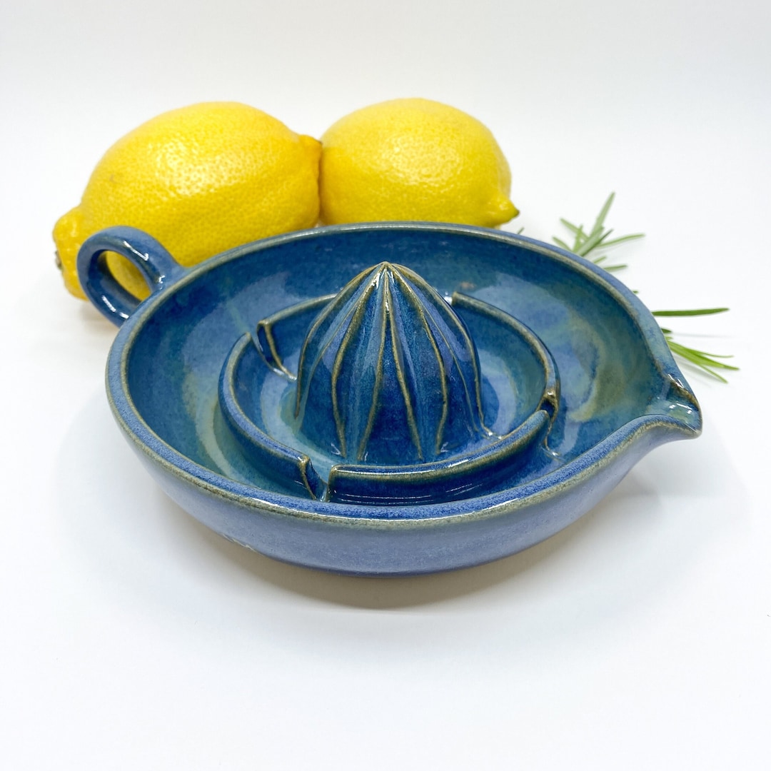 Blue Ceramic Lemon Squeezer With Handle, Manual Citrus Reamer With ...