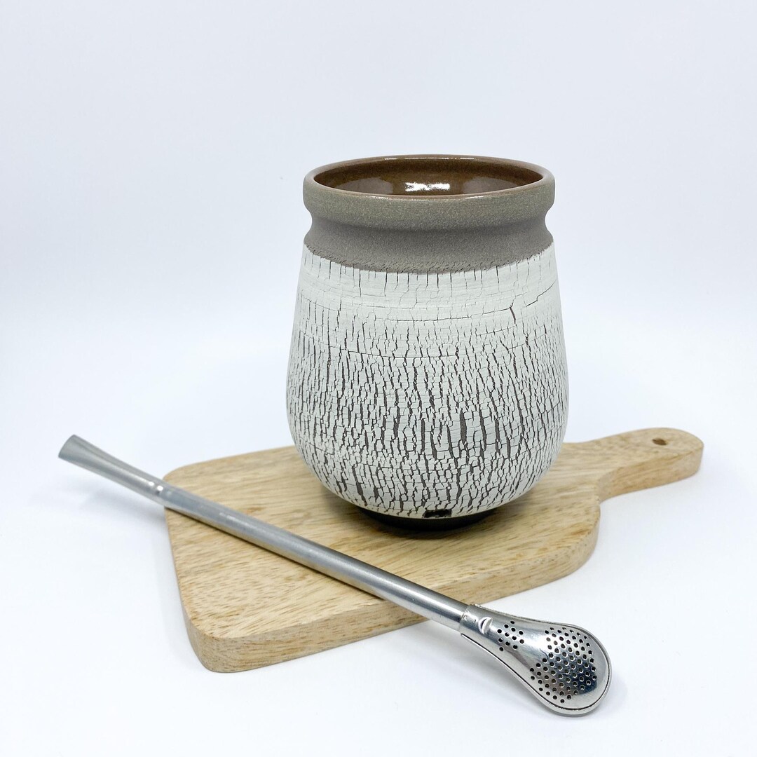 Ceramic Yerba Mate Cup in Earth Tones 350 Ml, Stoneware Mate Calabash ...