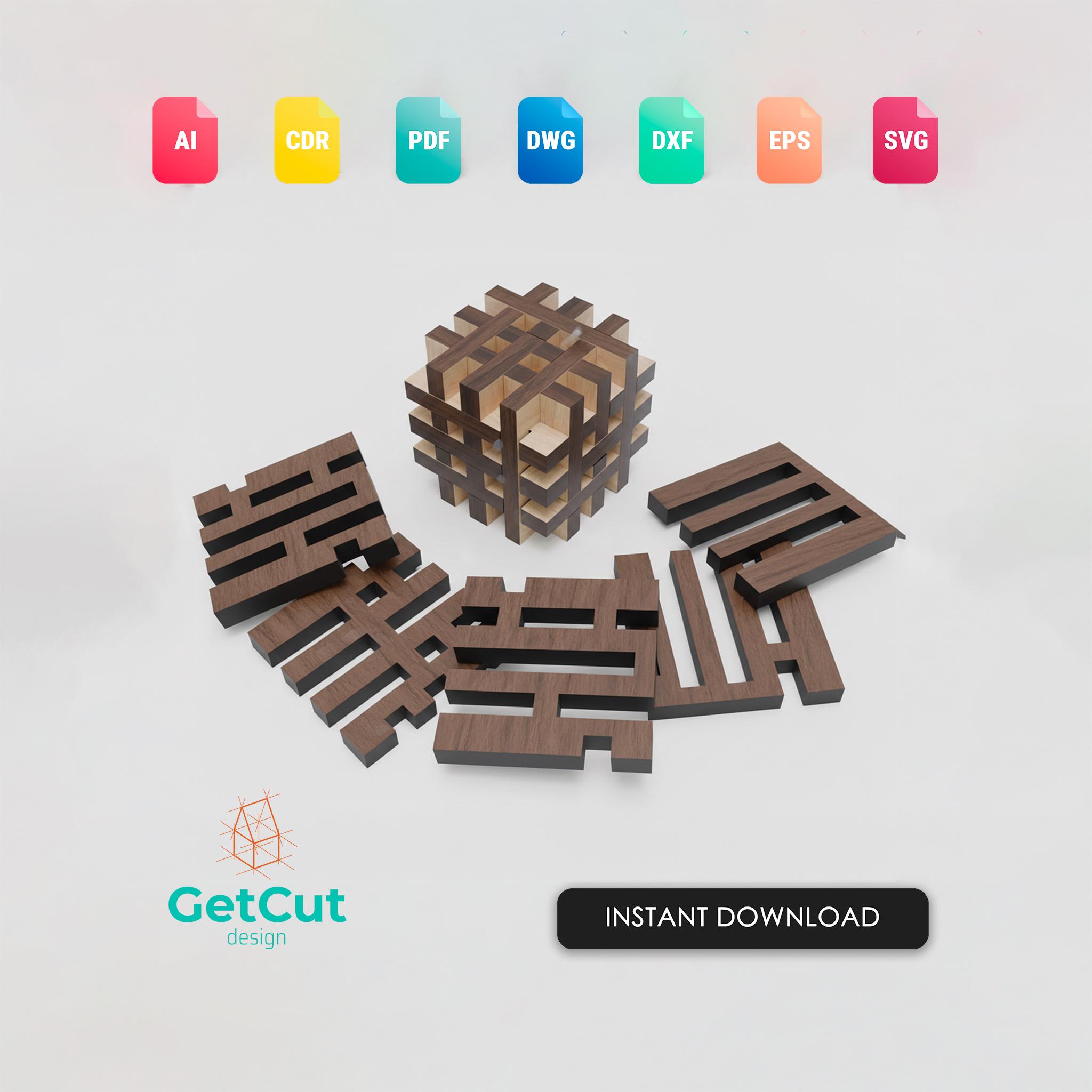 3D Puzzle SVG & DXF – Laser Cut Wooden Model Kit Template, DIY Assembly ...