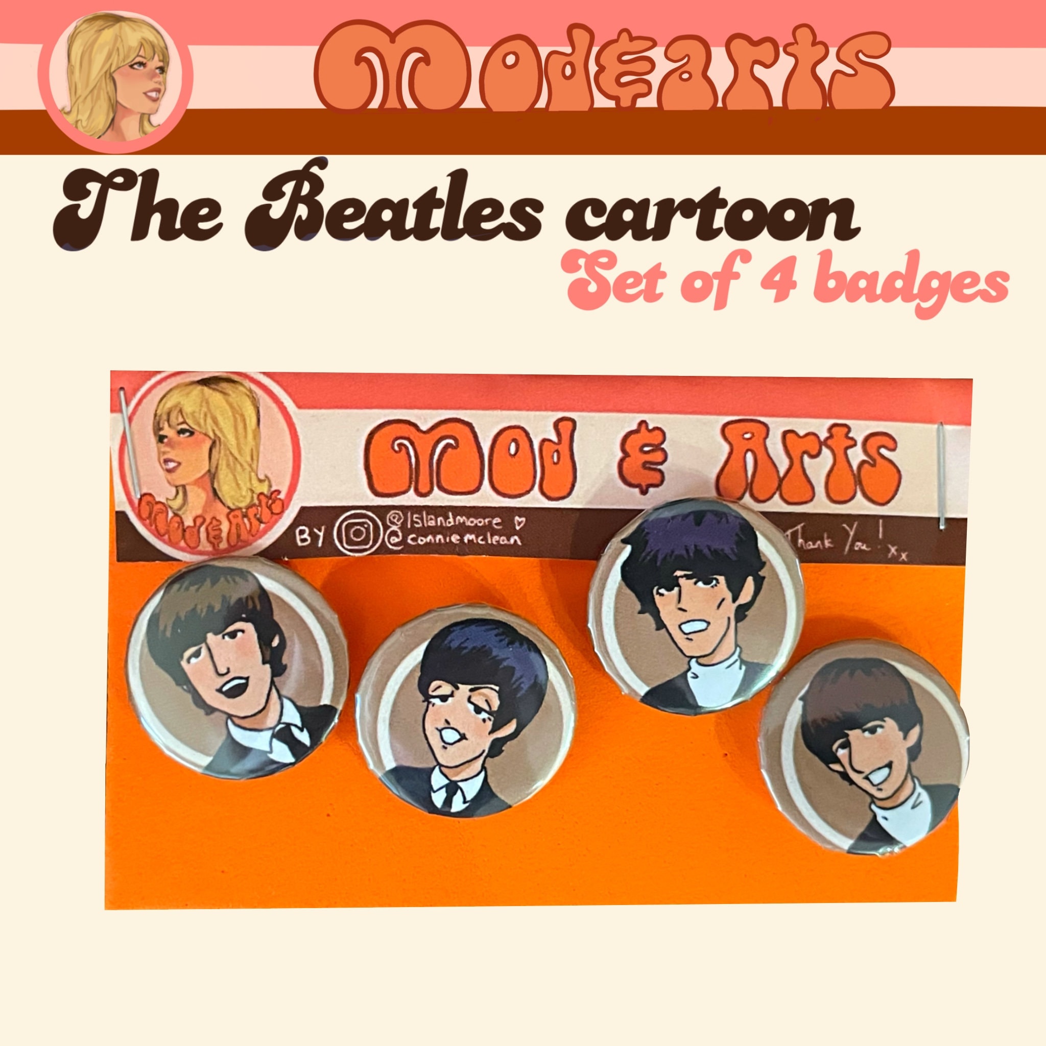 The Beatles Cartoon Badges/pins/buttons - Etsy Australia