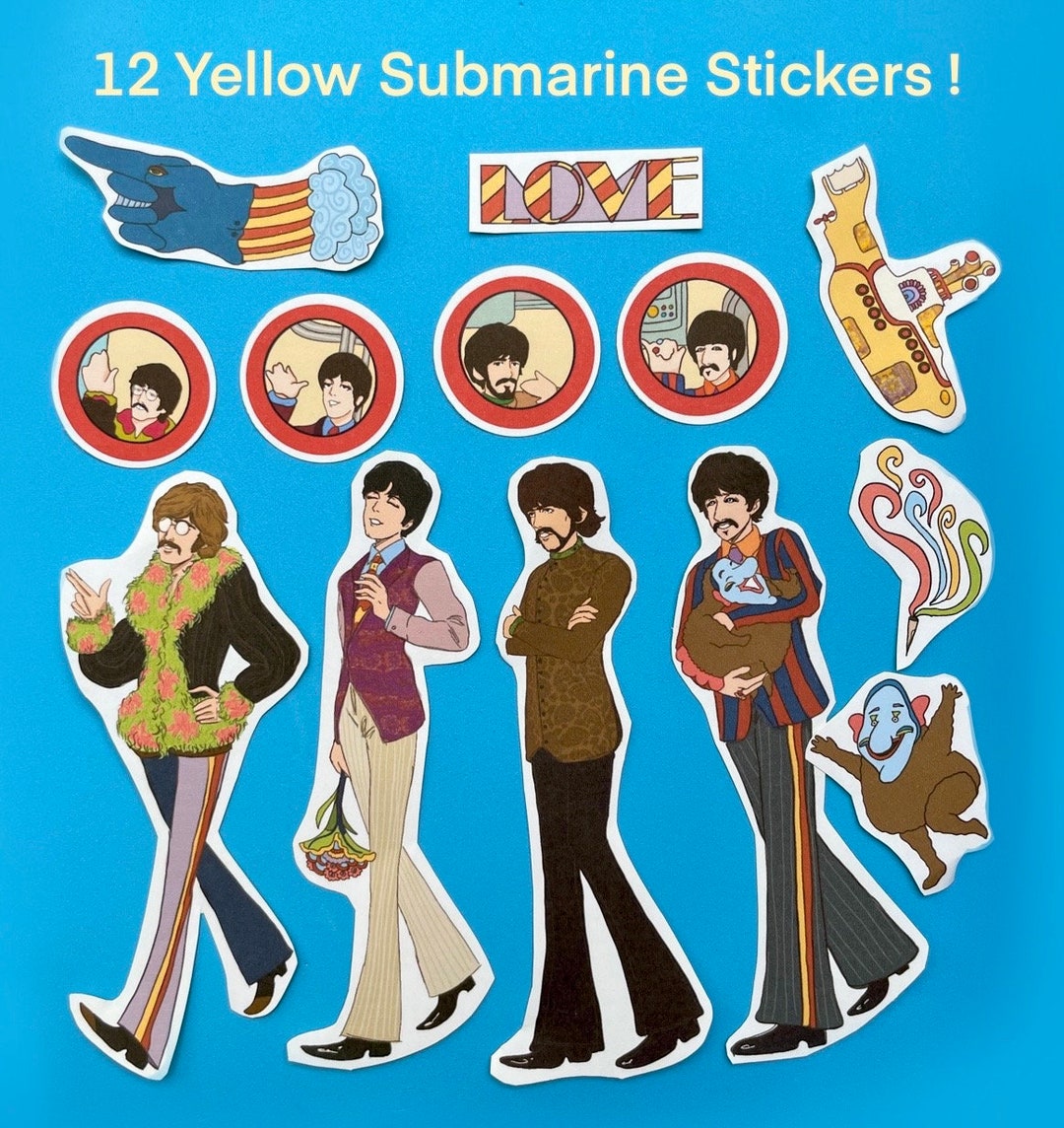 Yellow Submarine Beatles Sticker Set - Etsy