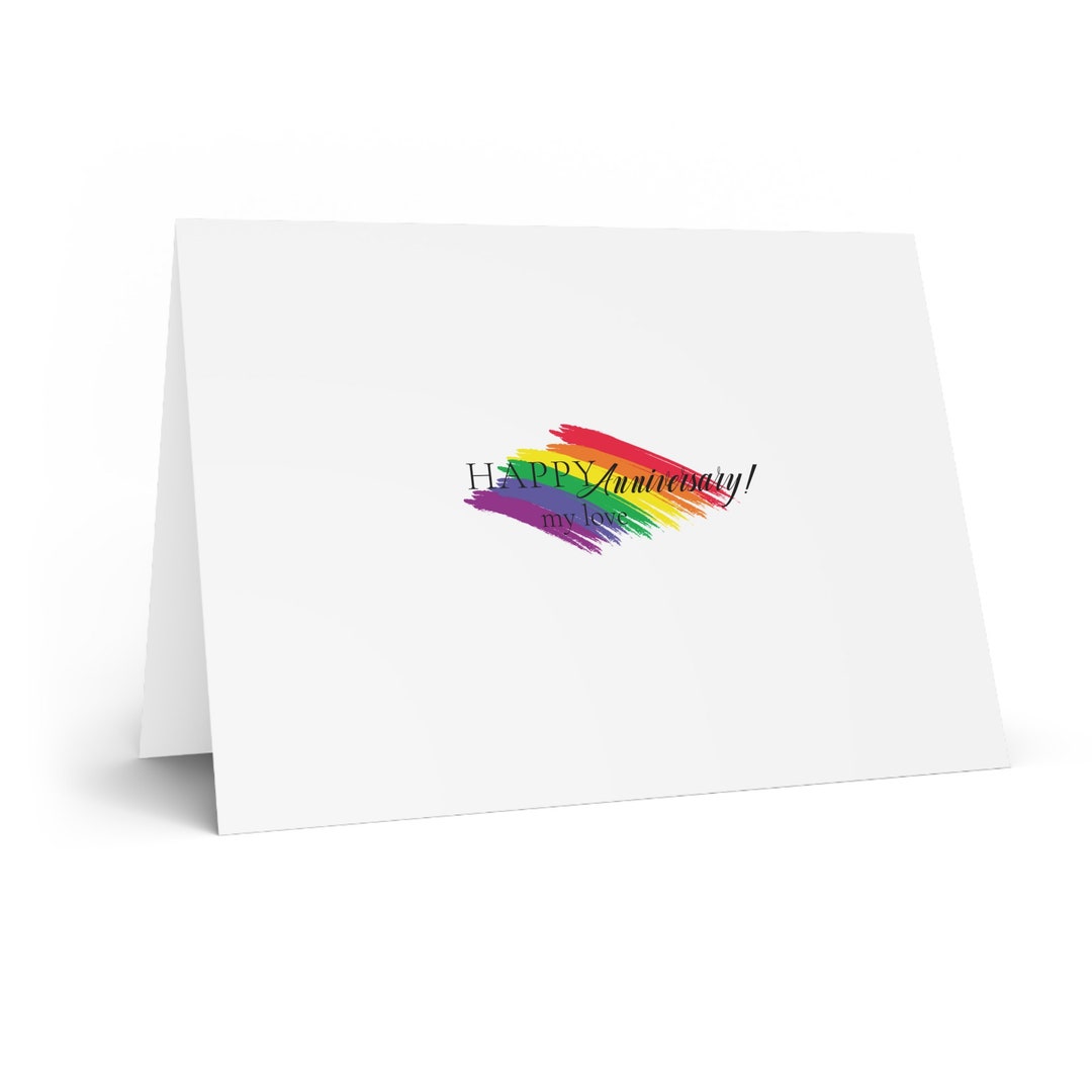 LGBT Happy Anniversary Greeting Card, Lesbian Pride, Gay Pride Art, Gay ...