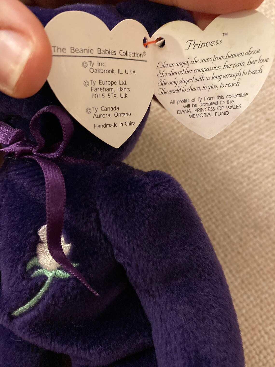 TY Beanie Baby princess Diana Bear RARE With Tag Errors 1st Generation ...