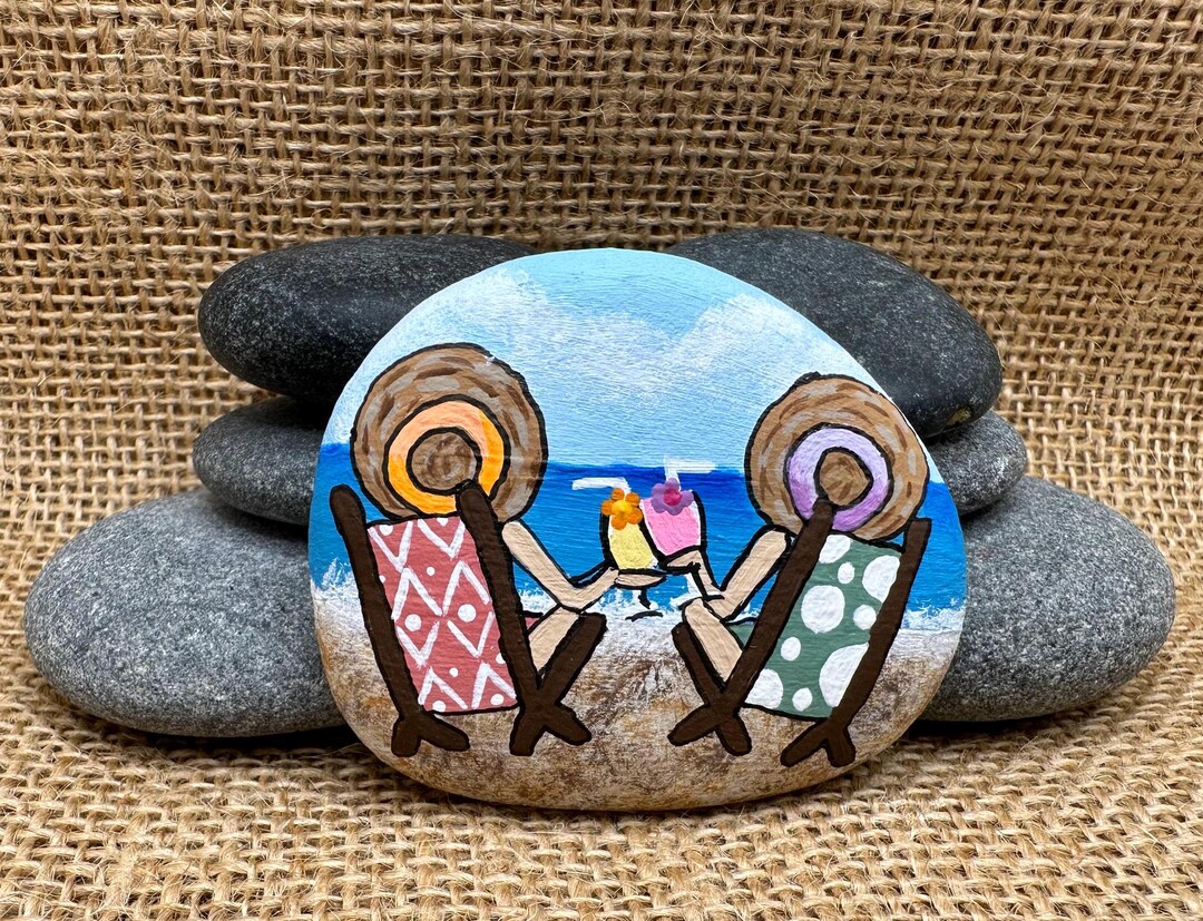 Retirement Life Painted Rock, Beach Cocktails, Decorative Accent Stone ...