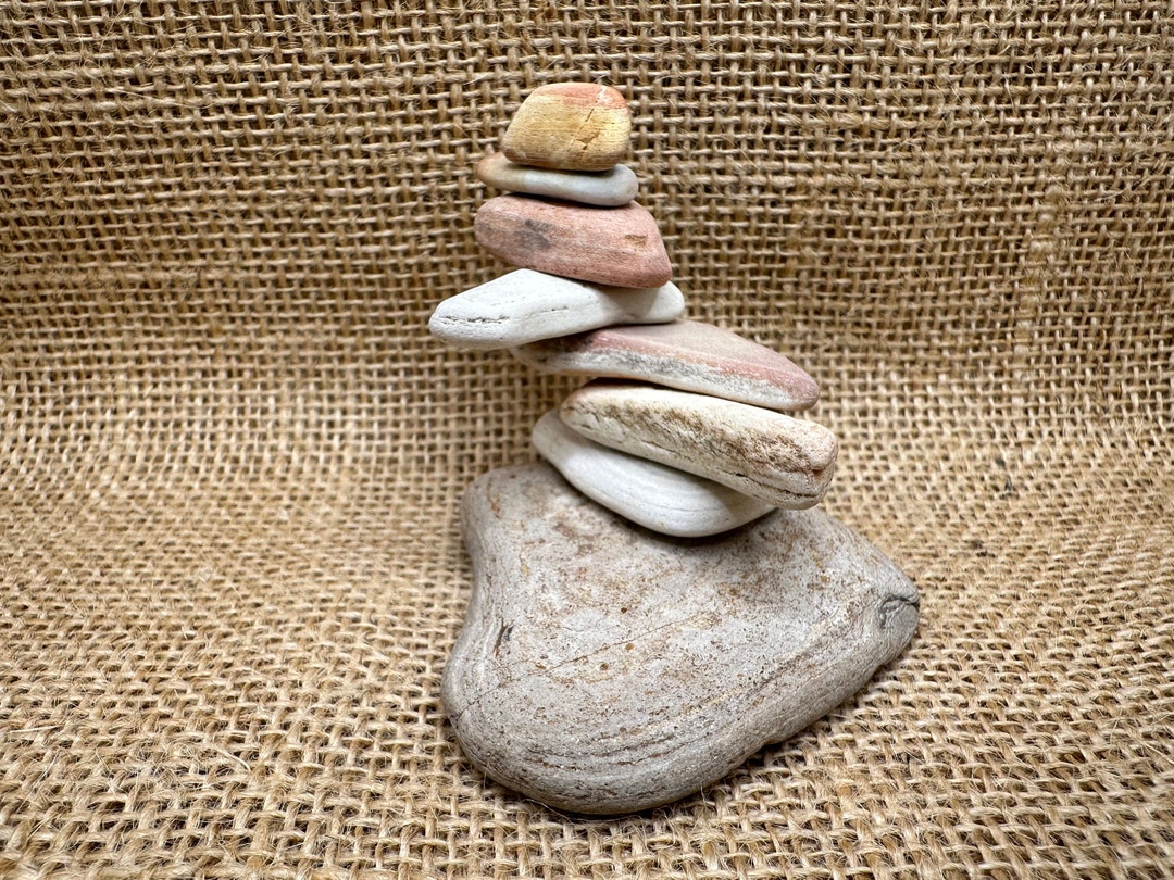 Stacked Rocks, Beach Rock Cairn, Zen Garden Cairn, Desktop Gift - Etsy