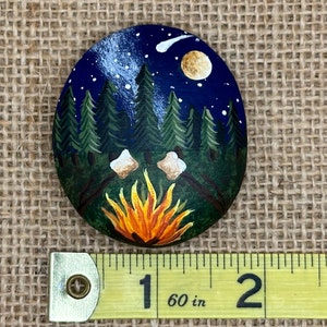 Camping Painted Rock, Campfire, Smores, Painted Stones, Hand Painted ...