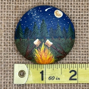 Camping Painted Rock Campfire Smores Painted Stones Hand - Etsy