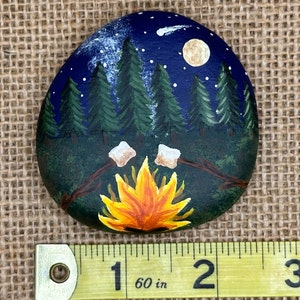 Camping Painted Rock, Campfire, Smores, Painted Stones, Hand Painted ...