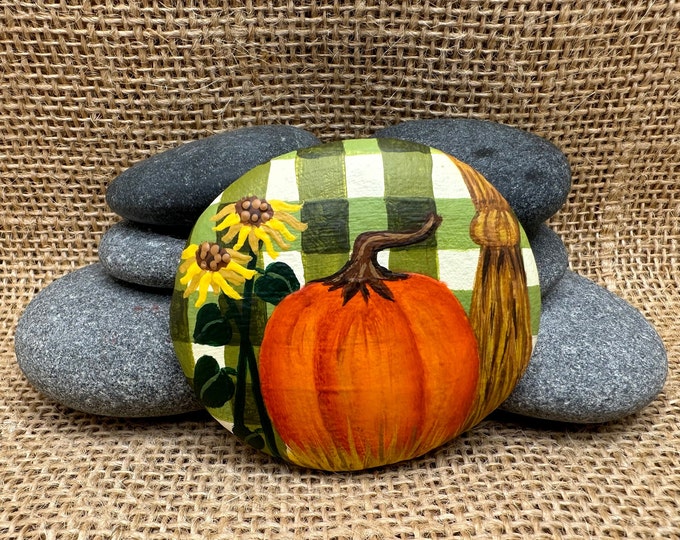 Autumn Lake Scene, Hand Painted Fall Scene, Autumn Leaves, Painted Rock ...