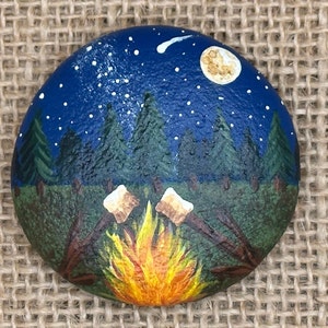 Camping Painted Rock Campfire Smores Painted Stones Hand - Etsy