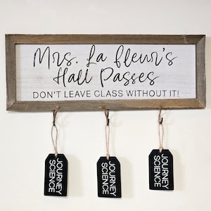 Custom Classroom Hall Pass Sign: Teacher Name, Whitewashed Wood - Etsy