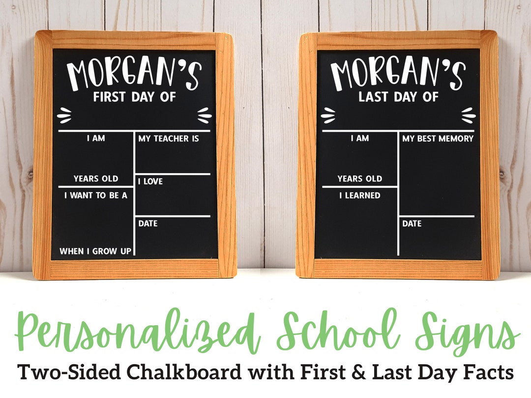 Personalized School Chalkboard Sign | First Day of School Sign | Last ...
