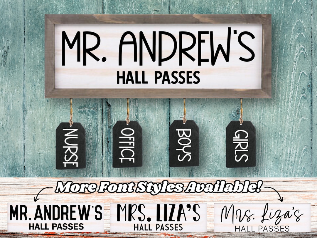 Custom Classroom Hall Pass Sign: Teacher Name, Whitewashed Wood - Etsy