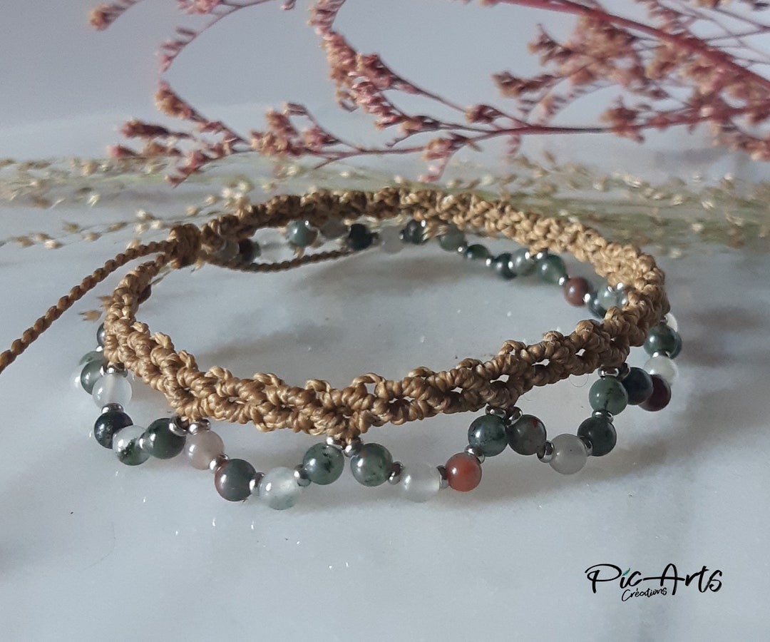 Ankle Bracelet in Macramé, Jewel Made Quebec, Chevillière in Macramé ...