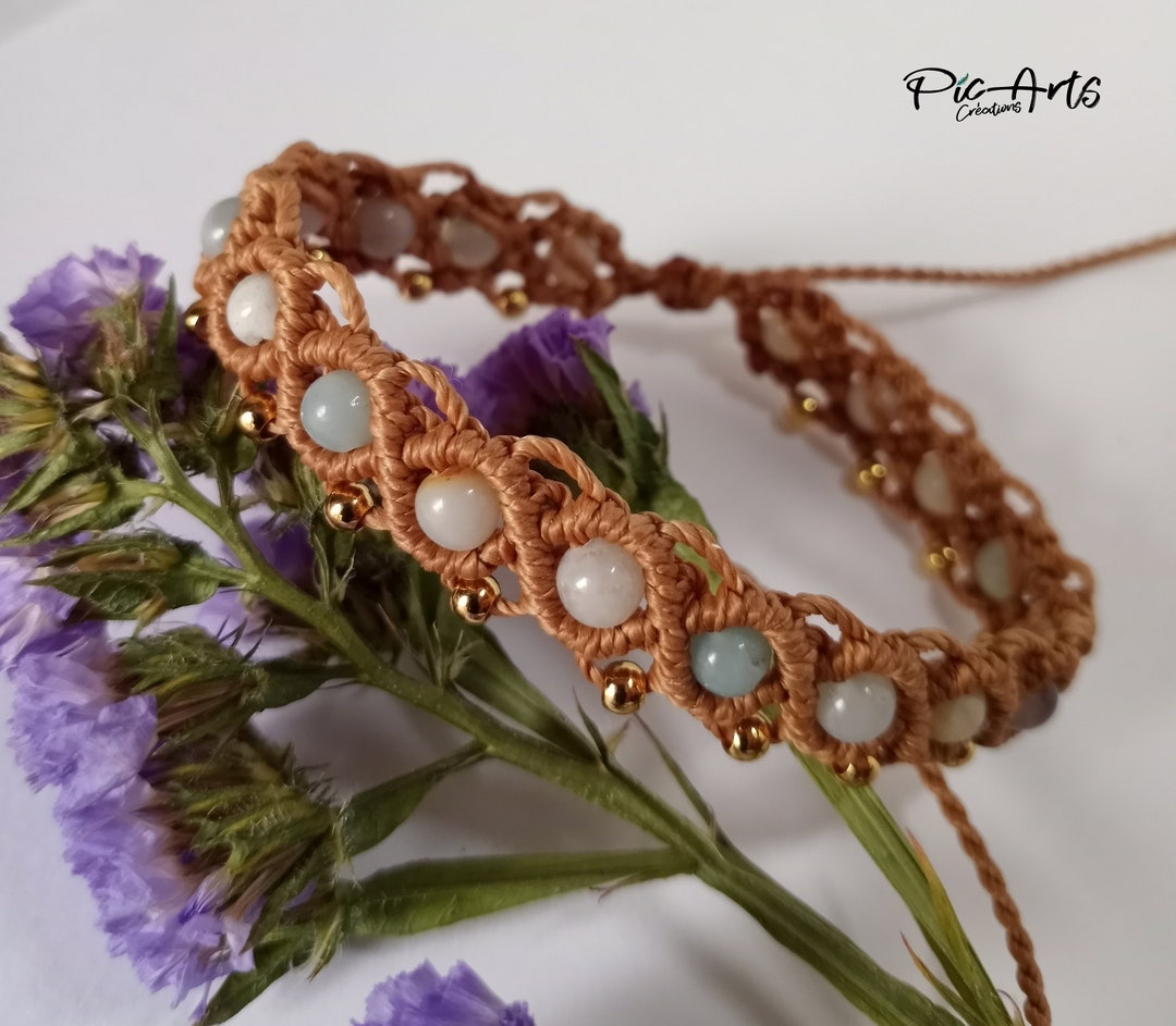 Ankle Bracelet in Macramé, Jewel Made Quebec, Chevillière in Macramé ...